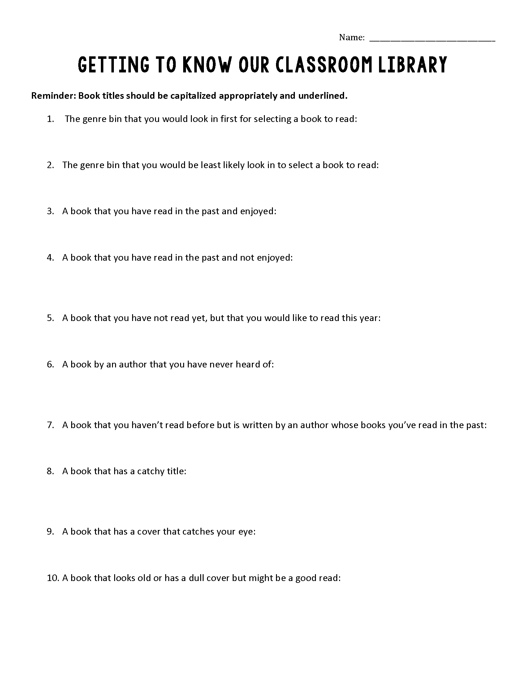 5 Free Activities to Use at the Beginning of the School Year or First ...