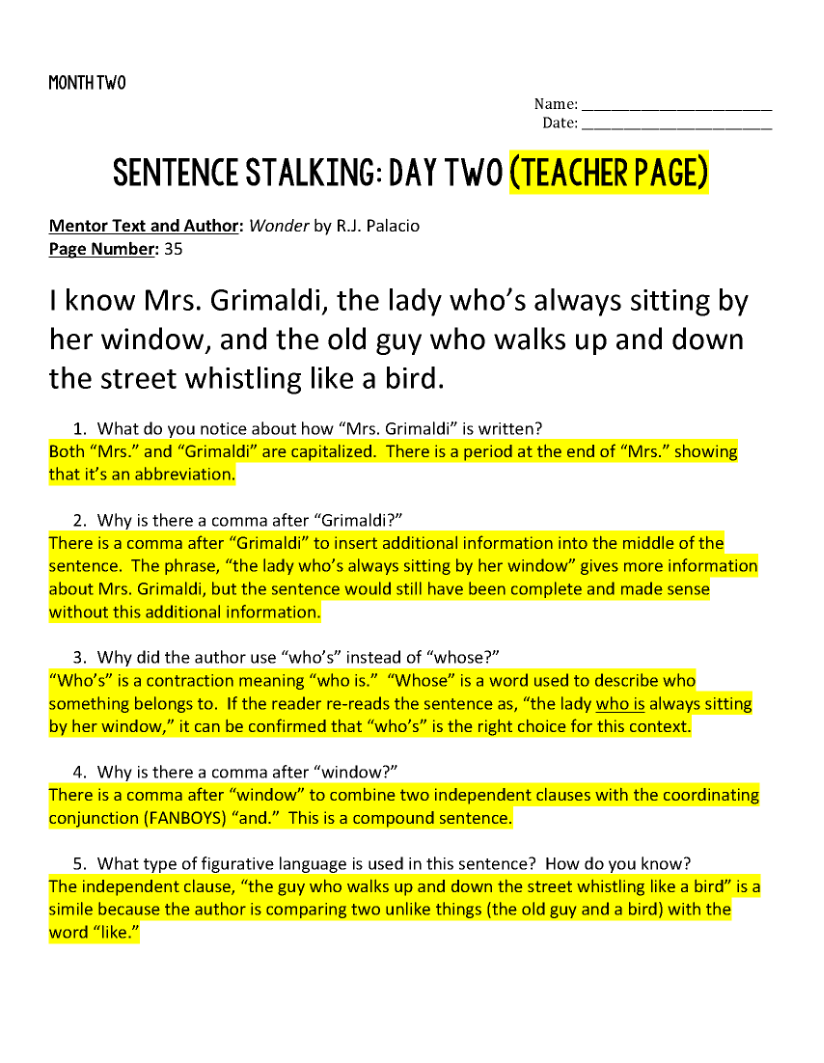 How Do I Use Mentor Sentences in My Classroom? – The Literacy Effect